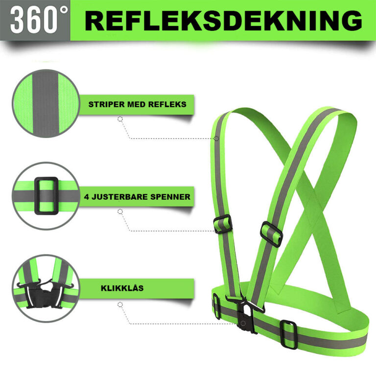 Justerbar sele med refleksstriper - Kul farge - til voksen og barn ...